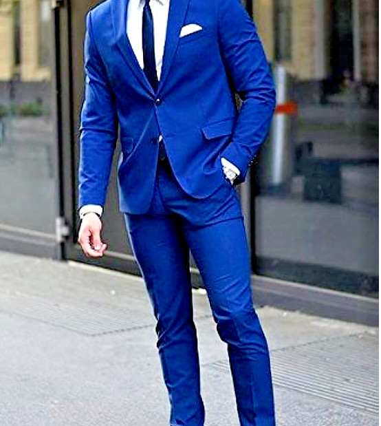 2022 BESPOKE Custom Royal Blue Full Suit 38R Holland … - Gem