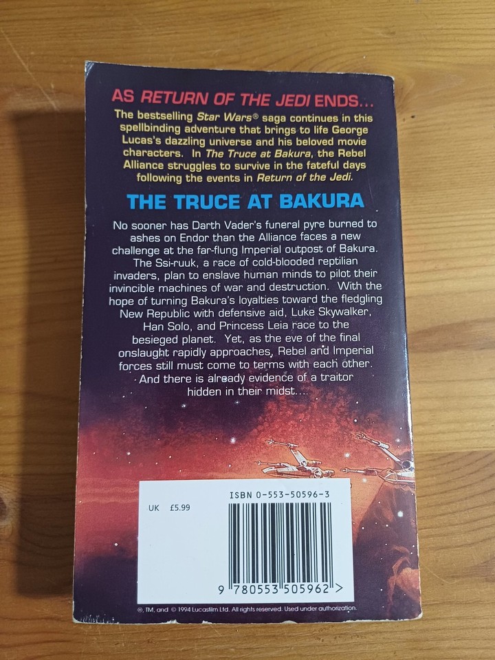Star Wars The Truce at Bakura by Kathy Tyers 20th Anniversary Edition ...