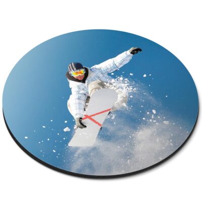 Round Mouse Mat Snowboarding Jump Freestyle Power #63278 | eBay UK