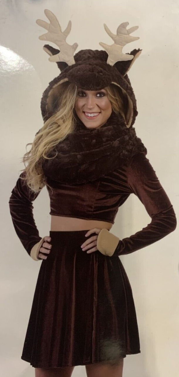 Women's Dazzling Sexy Moose Reindeer Christmas Animal Dress Costume ...