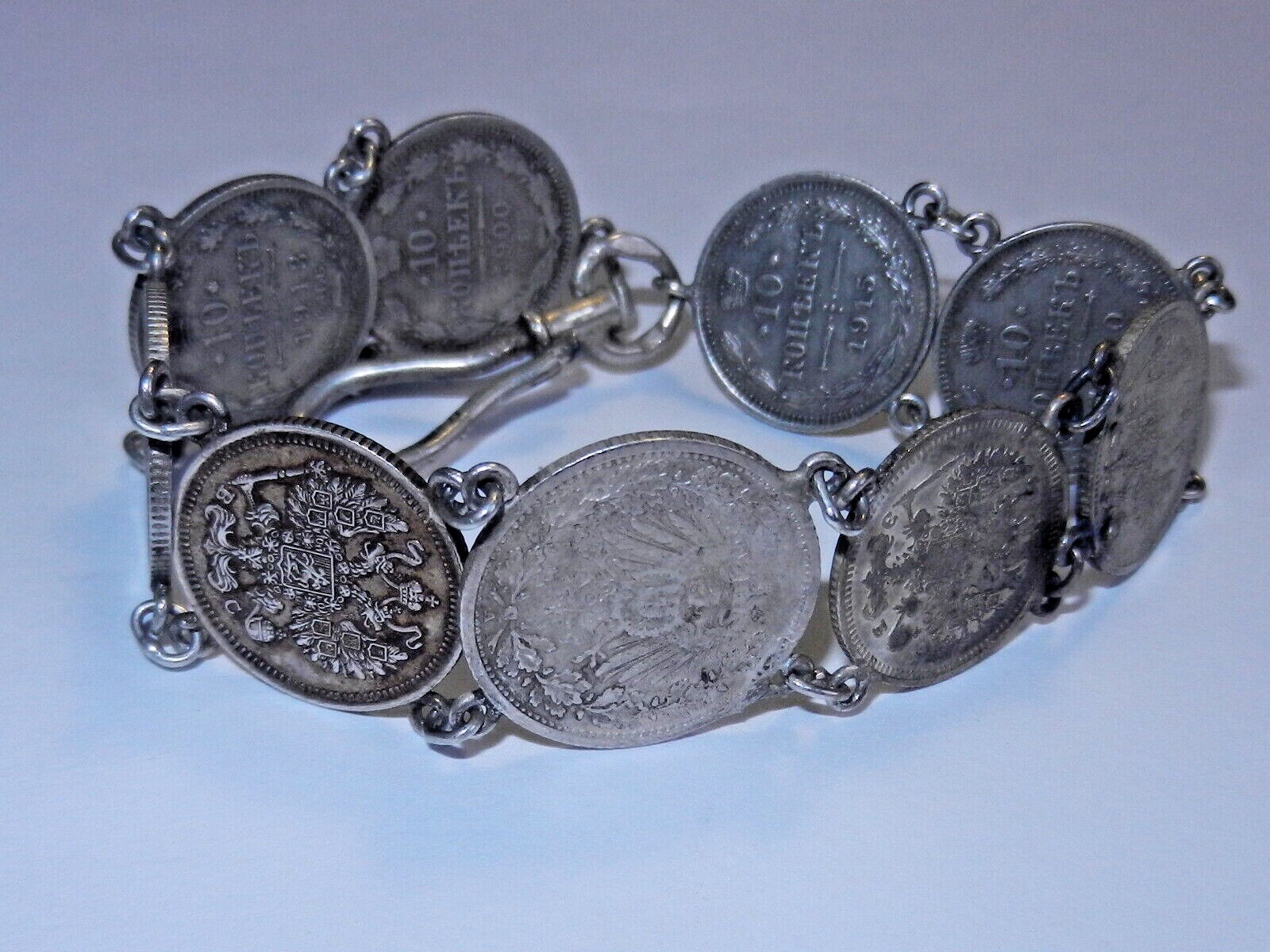 Soviet VTG Russian STERLING SILVER Imperial Coins Bra… - Gem