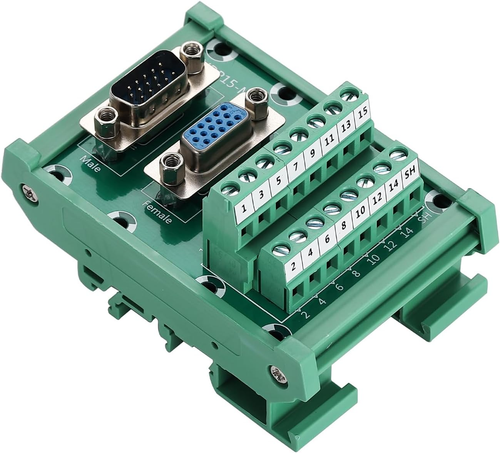 VGA DB15 3Row Male/Female D-SUB Din Rail Mount Interface Module, DSUB ...