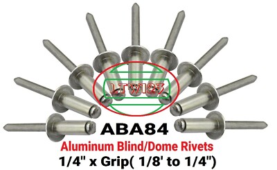 (20 Pcs) Aluminum Rivets 1/4 x Grip (1/8" to 1/4") ABA84 | eBay