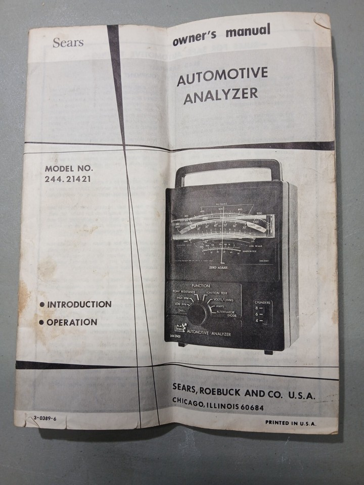 Vintage Sears Automotive Analyzer Model 244.21421 | eBay