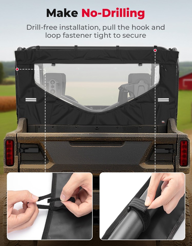 UTV Rear Panel Soft Window Windshield for Honda Pioneer 1000/ 1000-6 ...