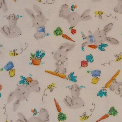 FLANNEL FABRIC Bunny Rabbits Carrots WINDHAM Cubby Bear Cotton HALF ...