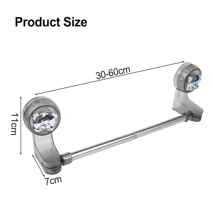 Adjustable 12 - 19" Bathroom Suction Cup Towel Rack With Adjustable ...