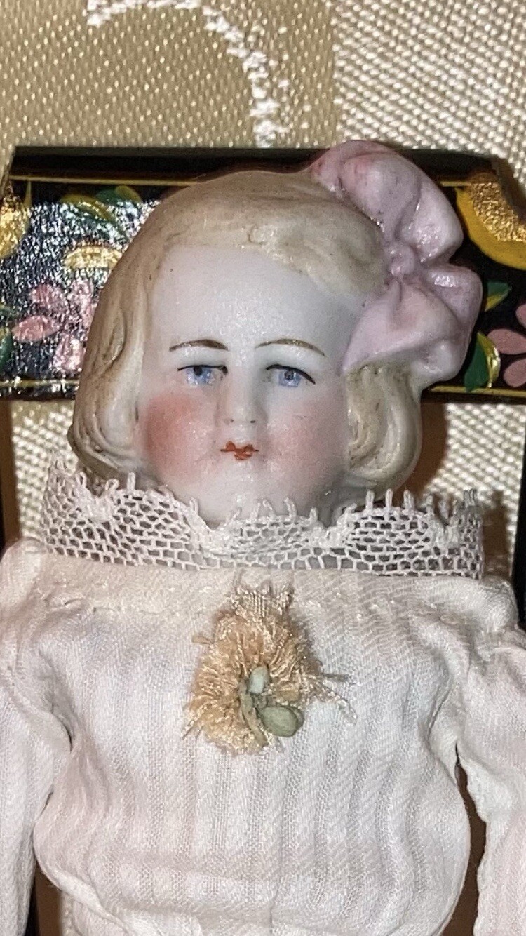 Antique Doll Germany Hertwig Bisque Original Rare Rocking Chair & Doggy ...