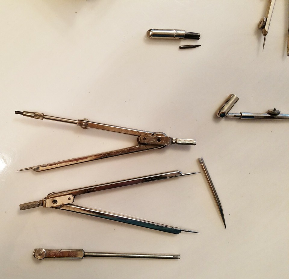 VINTAGE 11 PIECE DRAFTING INSTRUMENT SET WITH CASEMADE IN GERMANY | eBay