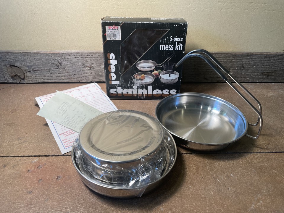 Texsport 5 Piece Stainless Steel Backpacking Camping Cookware Outdoor ...