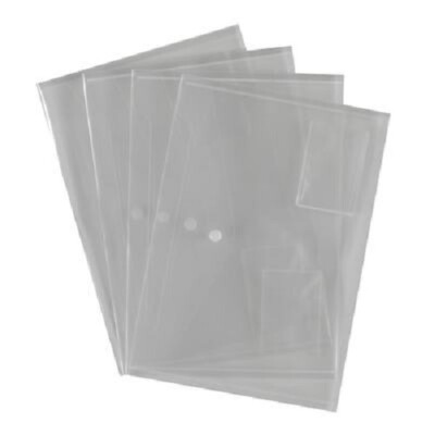 20 x Clear Stud Wallet File Folder A4 Plastic Document Popper Wallets ...