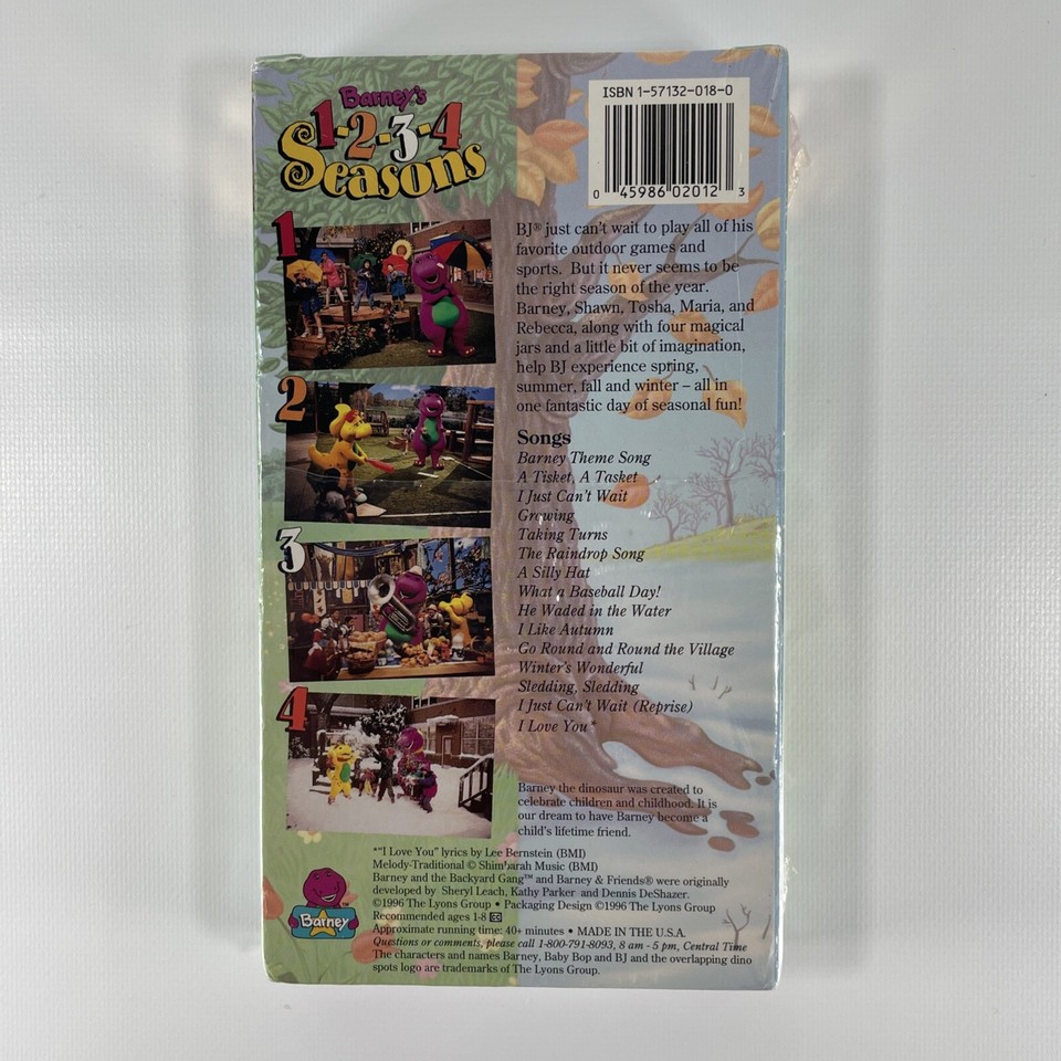 Barney - Barneys 1-2-3-4 Seasons (VHS, 1996) - NEW SEALED 45986020123| eBay