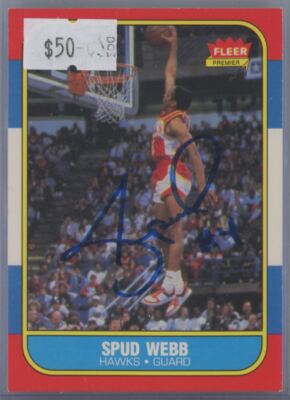 1986-87 Fleer Premier Rookie Autograph Spud Webb RC Auto Atlanta Hawks ...