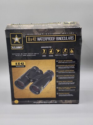 U.S. Army US-BW842 8x42 Waterproof Roof Prisms Binocular Black w/Case ...