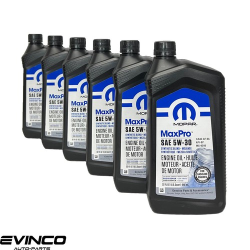 Mopar 5W30 Synthetic Blend Motor Oil case of 6 quarts Chrysler Jeep ...