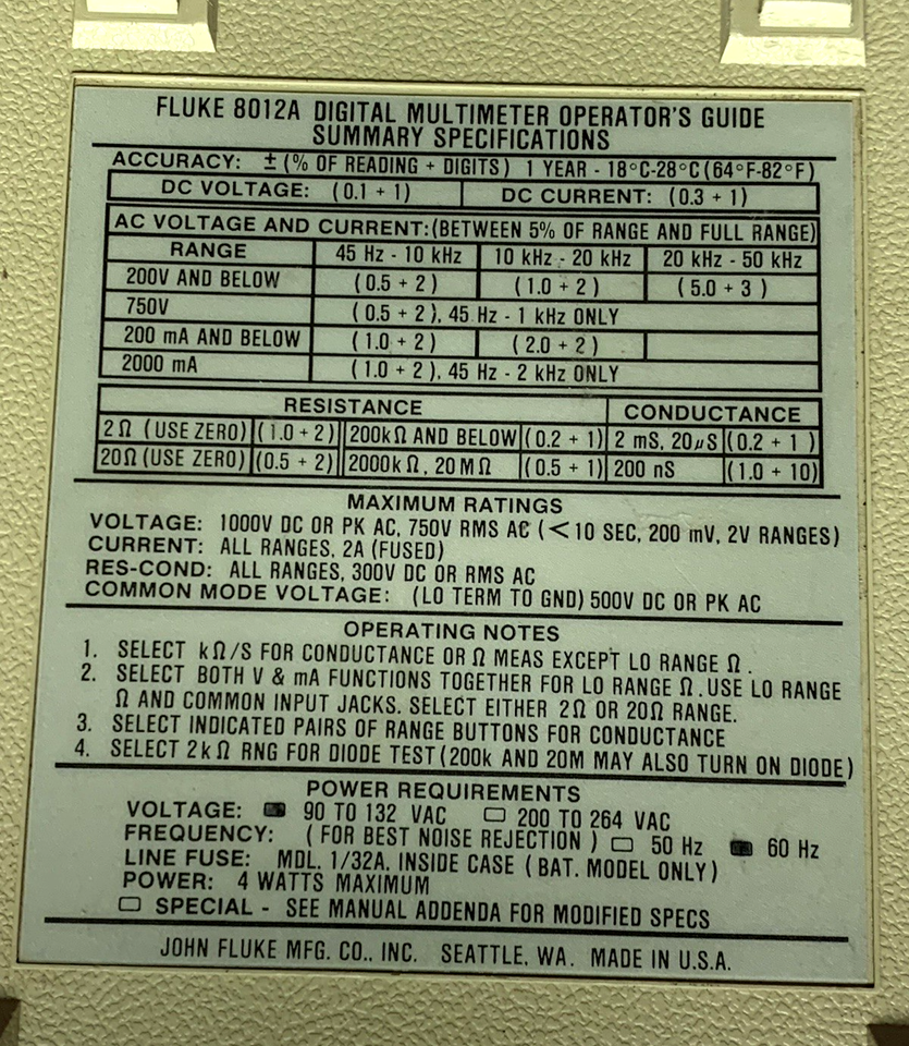 Fluke 8012A Digital Multimeter Good Working Condition | eBay