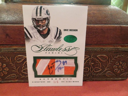 Panini Flawless Emerald On Card Autograph Jersey Jets Eric Decker 1/5 ...