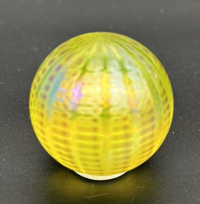 Mark Matthews Art Glass Marble Indian Corn Uranium Iridescent Signed 2 ...