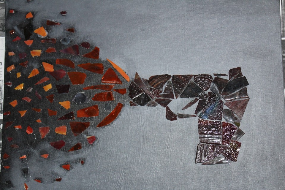 Original Art Glass On Acrylic Collage Poster Gun Violence Awareness ...