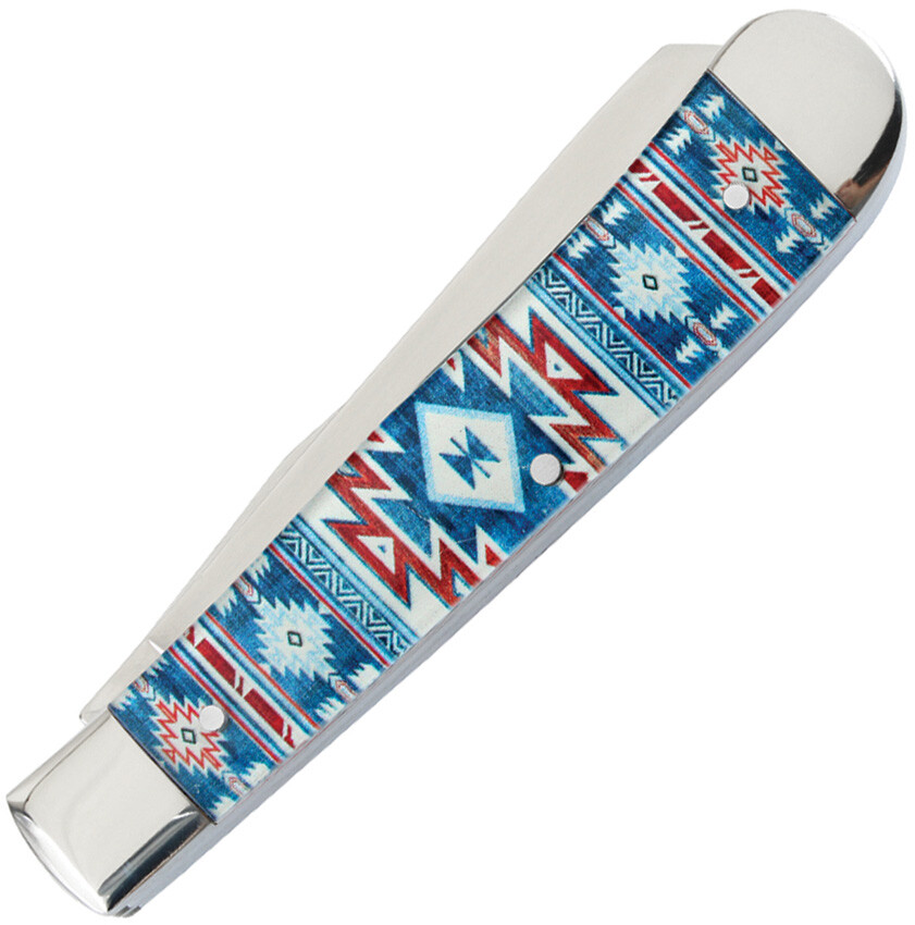 Elk Ridge Gentleman's Trapper Blue Aztec Folding Stainless Pocket Knife ...