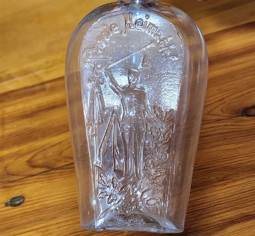 WWI GERMAN GLASS COFFIN BOTTLE HOMEWARD BOUND SOLDIER JOYOUS MINDS ...