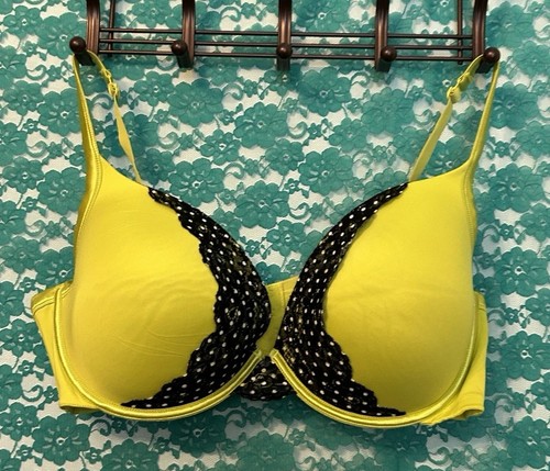 Cacique Lane Bryant Bra 44DD Underwire Chartreuse Neon Black Lace Good ...