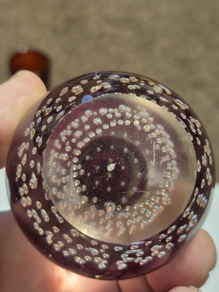 Vintage Red / Cranberry glass vase. A bubble-ball base &red, trumpet ...