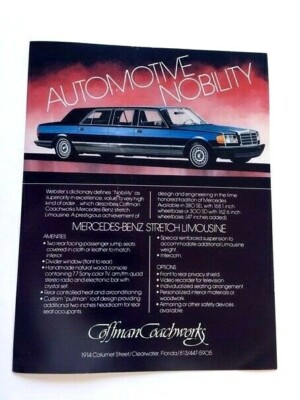 1984 1985 Coffman Mercedes Benz S-Class Limo 1-page Sales Brochure ...