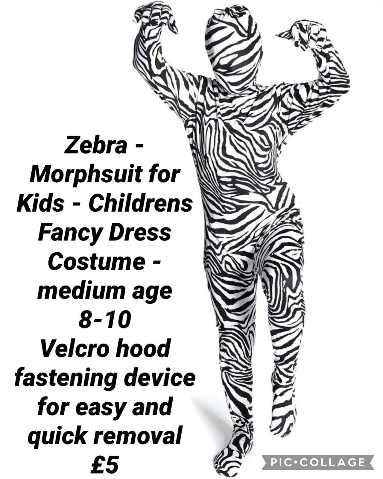 Childrens Fun Morphsuit Zebra or Mummy Versatile Fancy Dress Costume ...