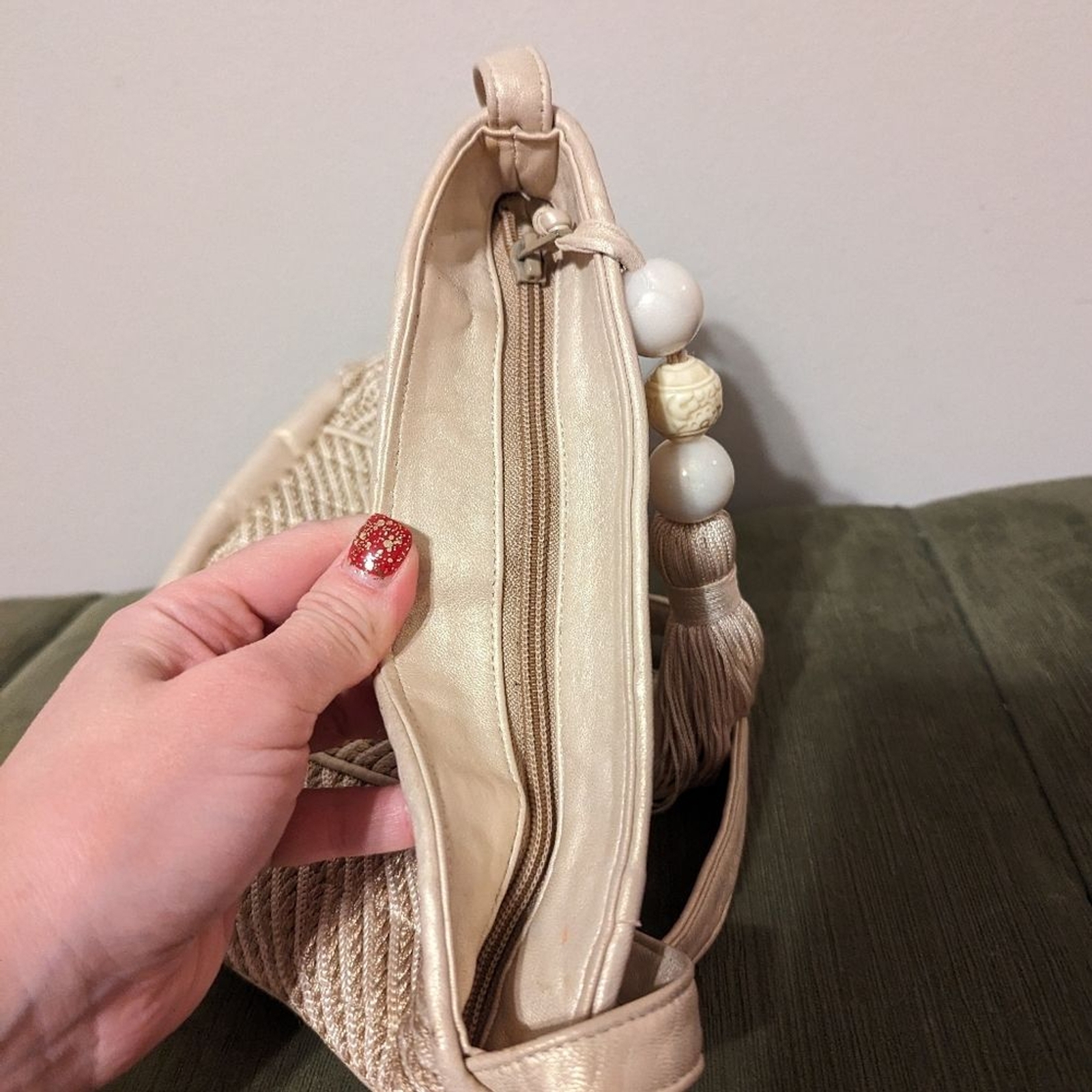 Sharif Vintage Cream Crossbody Bag Purse Made in USA - Gem