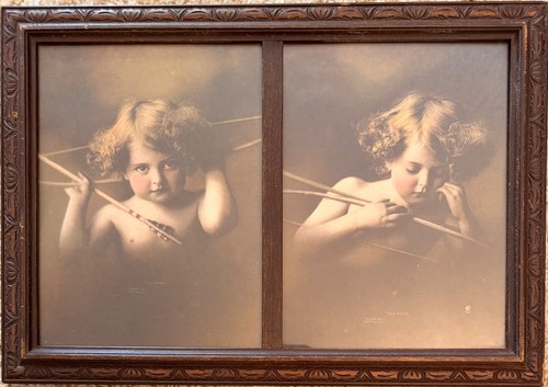 1897 Cupid Lithograph Print Set Cupid Awake Asleep Art Deco Edwardian ...