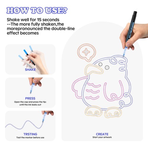 Double Line Outline Markers, Art Markers For Kids,Art Supplies Crafts ...