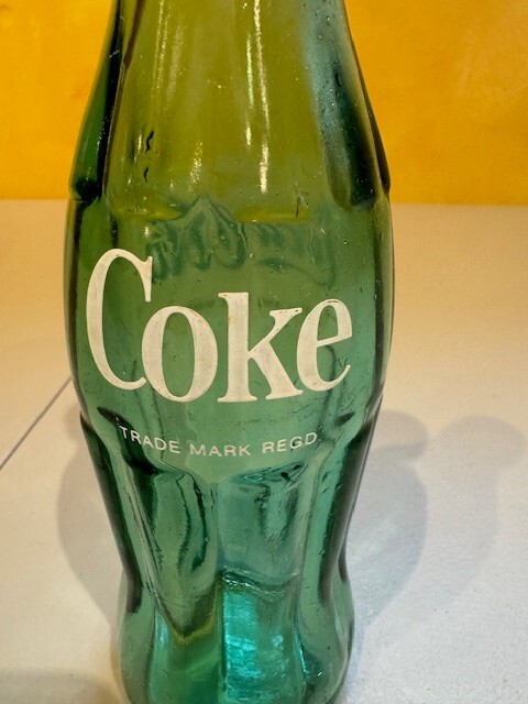 Vintage Coke Coca Cola Darker Green Glass Bottle White Writing | eBay