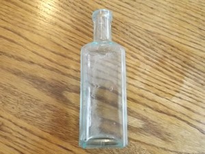 Old Antique Embossed PINEX Green Blue Glass 6" Tall Laxative Antacid ...