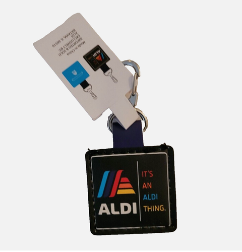NWT ALDI Gear Aldi Thing Square Logo Quarter Holder Keeper Keychain ...