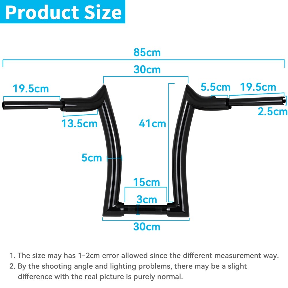 16'' Rise Handlebar Black Motorcycle Drag Bar Ape Hanger Motorcycle ...