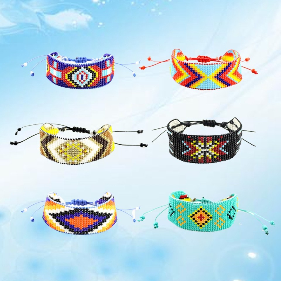 6 Pcs Handcraft Weaving Bracelet Bead Bracelets Beaded Jewelry Beads ...