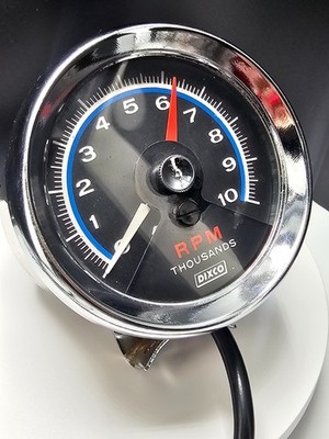 Vintage 60s Dixco Tachometer 10000 RPM Chrome Bezel Hot Rod Muscle Car ...
