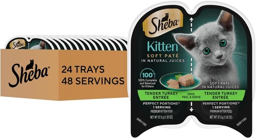 Sheba Perfect Portions Kitten Wet Cat Food Pate Turkey 24 Count (Pack ...