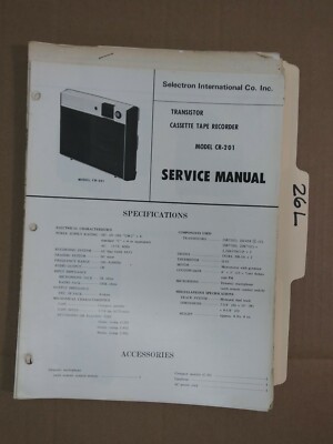 Selectron service manual original repair book CR-201 tape deck recorder ...
