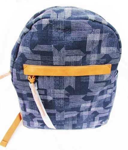 Universal Thread backpack blue denim print tan faux leather straps new ...