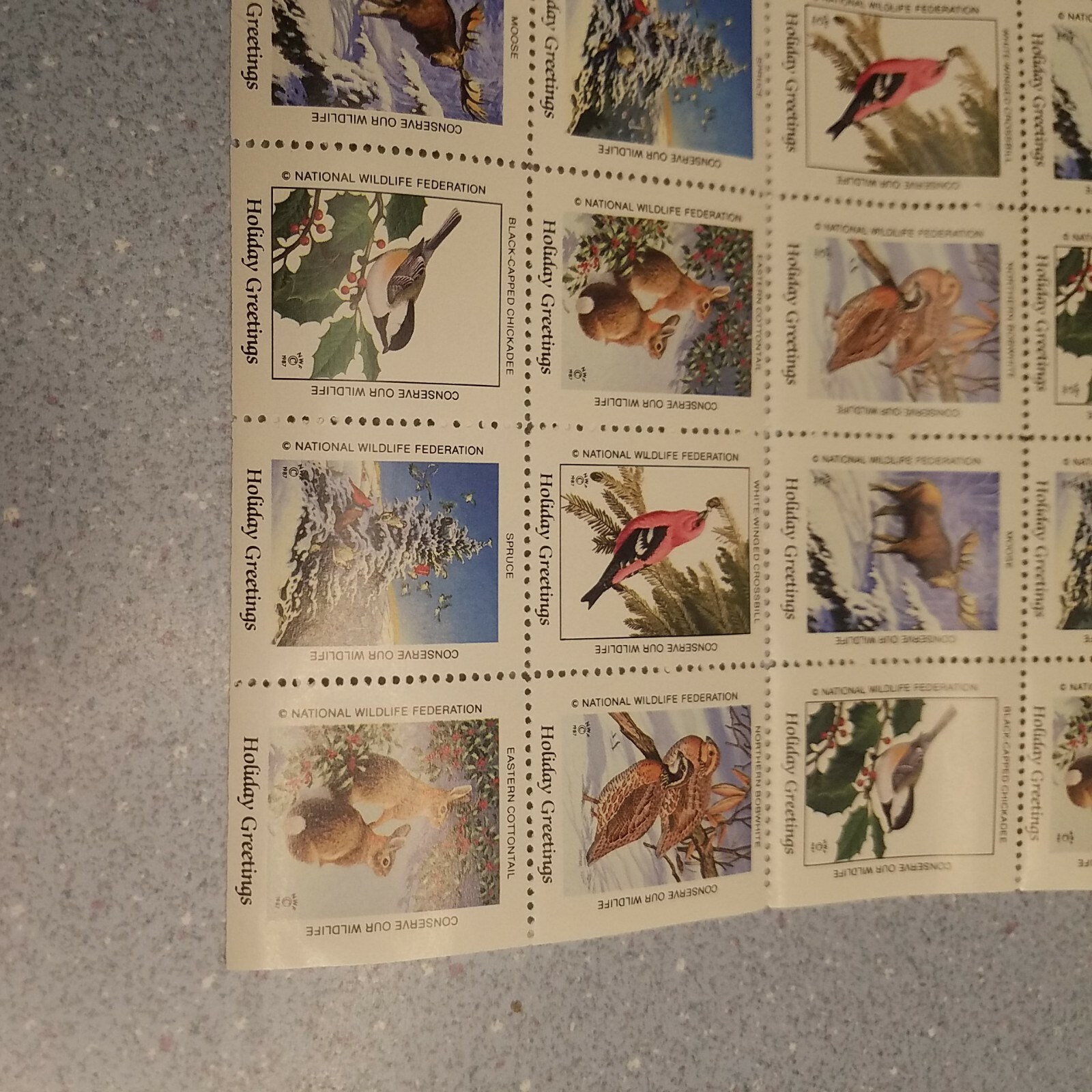 1987 National Wildlife Federation Christmas Winter Sheet of 30 NWF ...