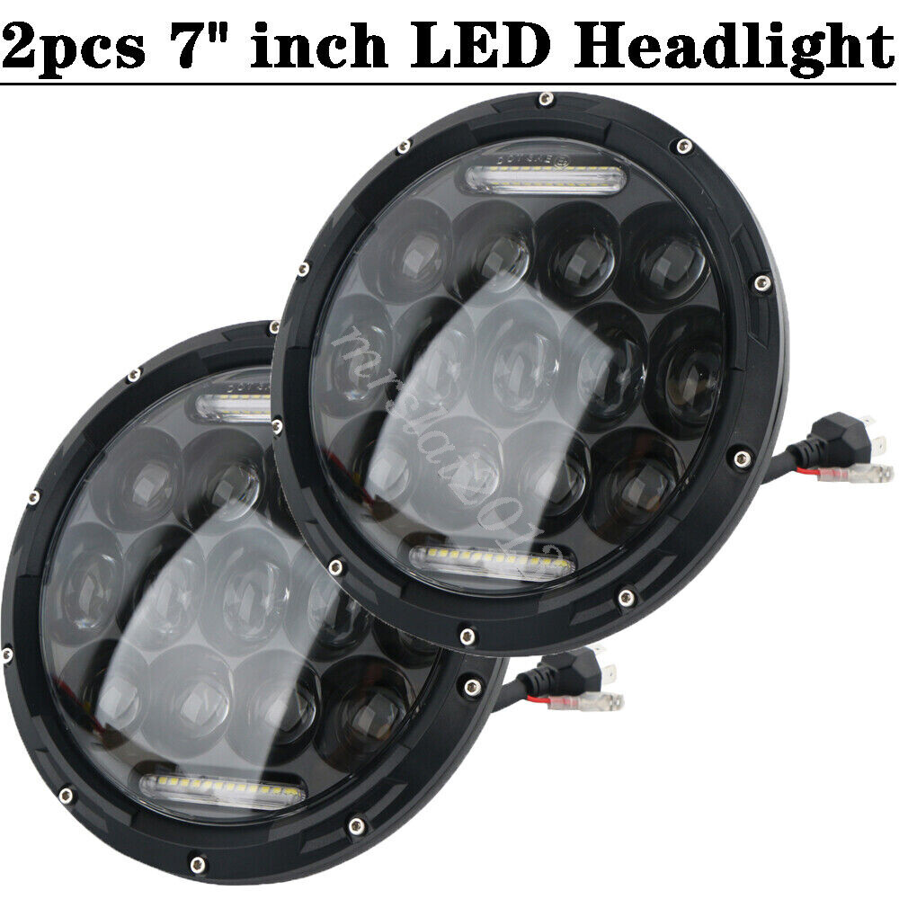 2pcs 7'' inch LED Headlight Hi/Lo Beam DRL Light For Jeep Wrangler JK ...
