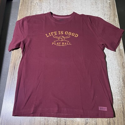 Life Is Good Play Ball Tee Shirt Mens Size L #31808 | eBay