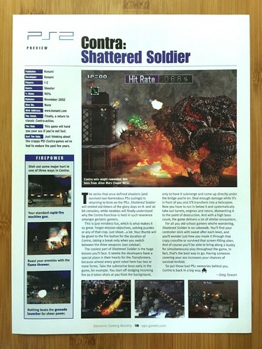 2002 Contra Shattered Soldier PREVIEW PAGE Print Ad/Poster Official PS2 ...