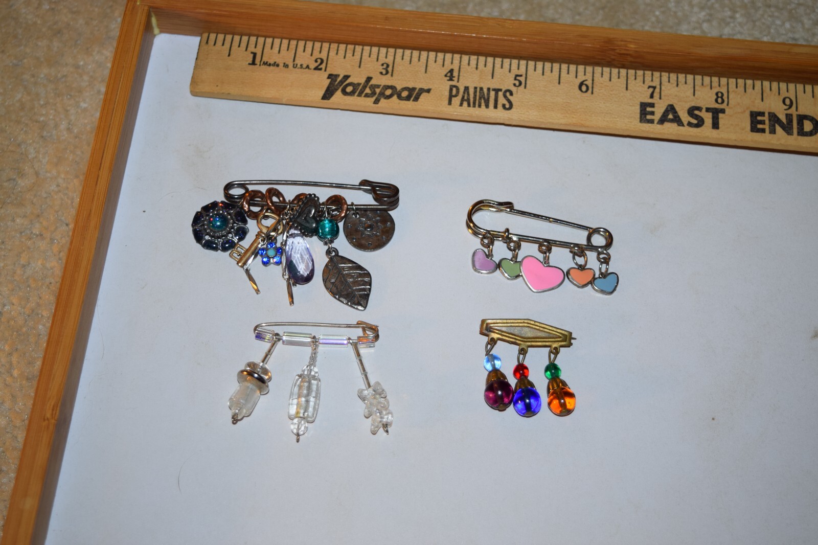 Vintage to now lot of 4 unique safety pins with beads charms hanging ...