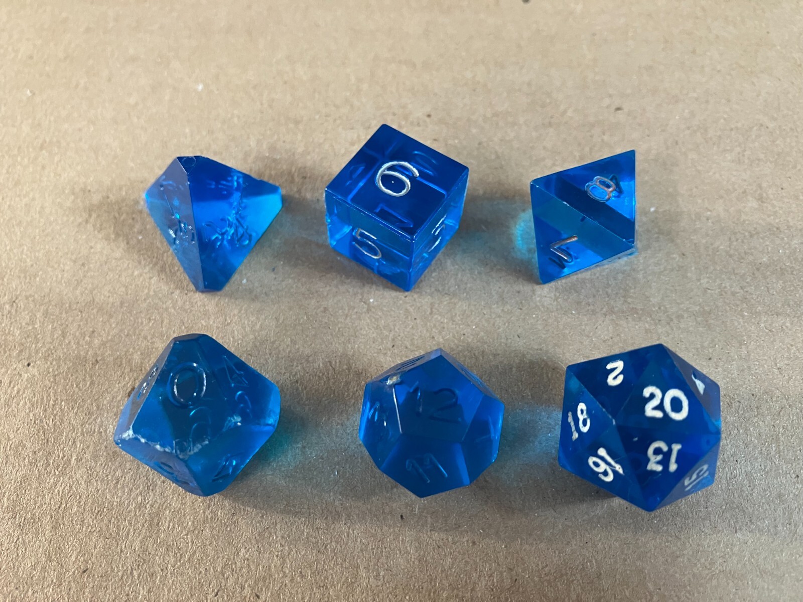 VINTAGE - THE ARMORY 1980s D&D - Complete 6 dice BLUE Gem Dice Set ...
