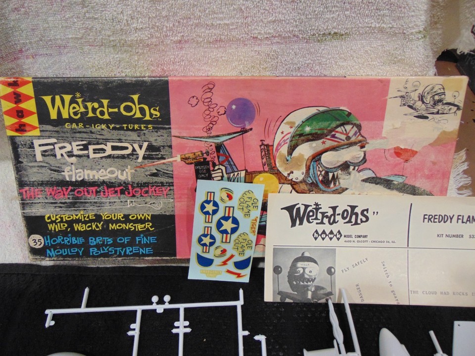 1963 HAWK Weird-Ohs "Freddy Flameout" Jet Jockey UNBUILT Model Kit 533 ...