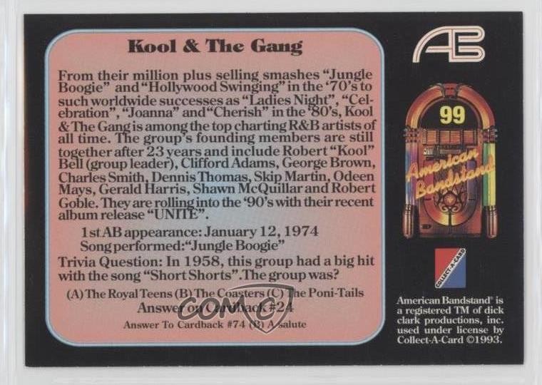1993 Collect-A-Card American Bandstand Kool & The Gang #99 0j7v | eBay UK