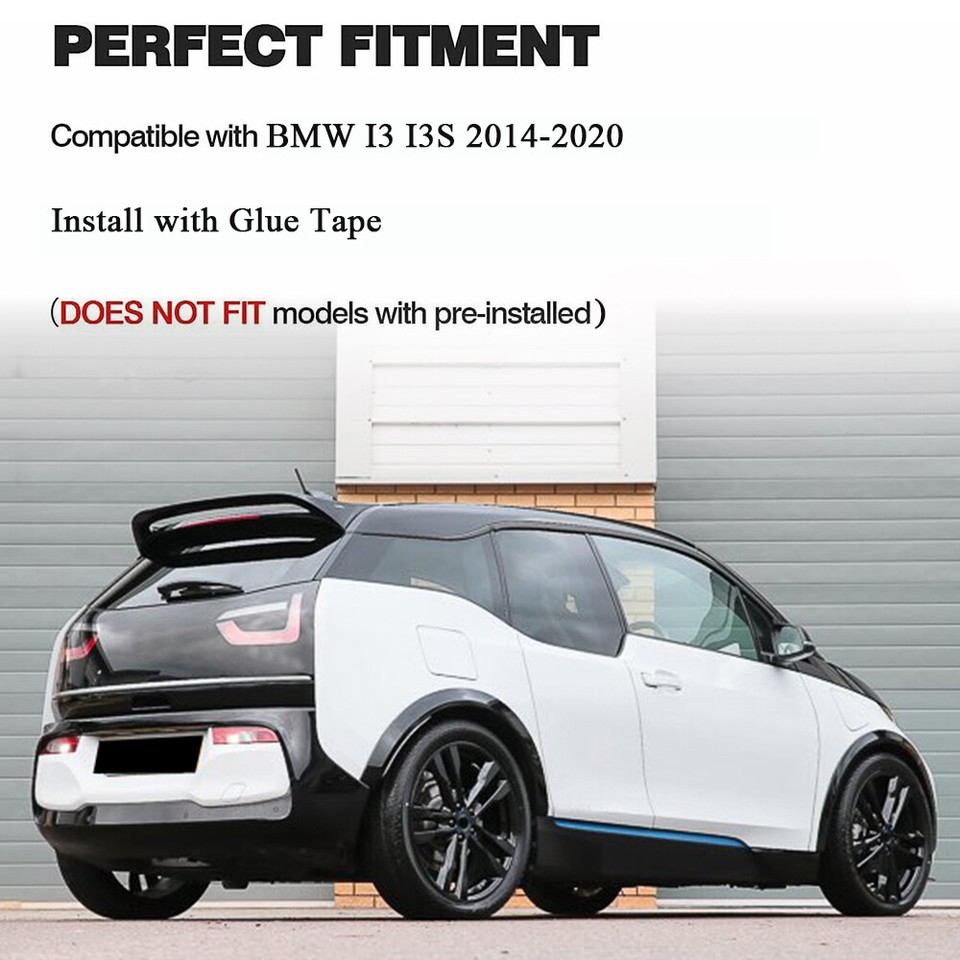 Fit For BMW I3 2014-2020 Rear Roof Spoiler Window Top Wing Trim Carbon ...